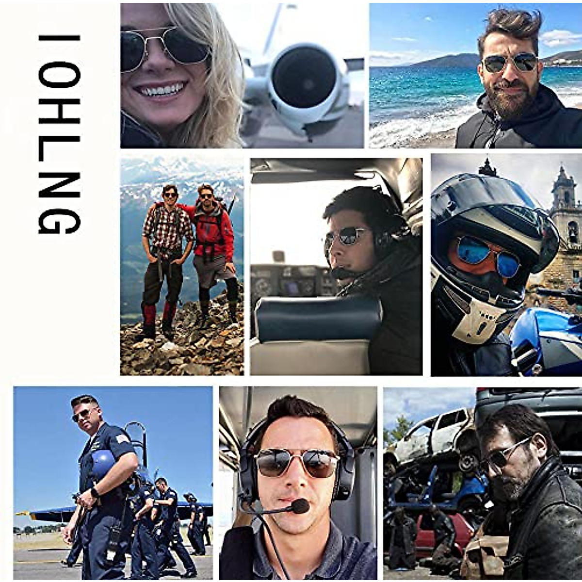 IOHLNG Mens Aviator Sunglasses 55mm Polarized Military Pilot Shades, Gold, Size Medium