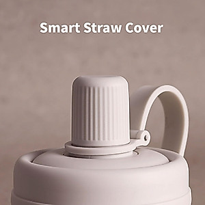 ACEVIDA 28oz Stainless Steel Double Insulated Tumbler with Ceramic Coating Inside, Magnet Design to Attract the Lid, Leakproof, Silicone Top Straw, Silicone Carry Loop, Fit in Cup Holder (White)