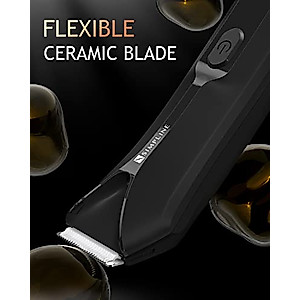 Body Hair Trimmer for Men, Pubic Hair Trimmer with Led Light, Waterproof Ball Trimmer for Men Body Groomer, Electric Groin Hair Trimmer Body Shaver for Men with 3 Replaceable Guard Comb,Charging Dock