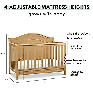 DaVinci Charlie 4-in-1 Convertible Crib in Honey | Greenguard Gold Certified