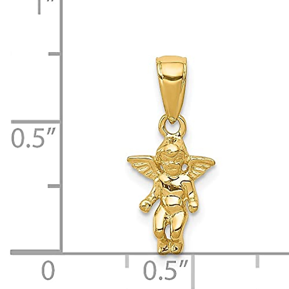 IceCarats 14K Yellow Gold Small Guardian Angel Necklace Protect Us Cherub Pendant Religious Charm 19mm x 9mm Only