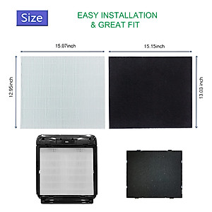 CYOIDAI Filter Compatible with Coway AP-1512HH Mighty AP-1518R Airmega 200M AP1519P AP-1512HH-FP Air Purifier Replacement Set 1 x HEPA Filter + 2 x Carbon Pre-Filters Replaces Parts Filter 3304899