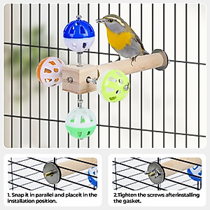 Bird Stand Perch Toy with Rotating Balls, Bird Toys for Parakeets, 7in Natural Pine Parrot Stand, Fun Toy for Birds Parrots Cockatiels Budgies Budgerigars Parrotlets Lovebirds (1 Pcs)