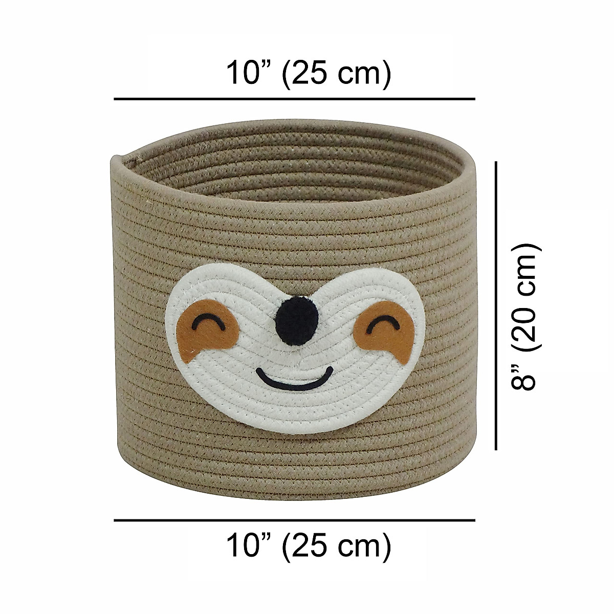 T&T Homewares Small Sloth Baskets for Baby Diaper Organizer, Nursery Storage, Nursery Room Decor, Kids Room Organizer, Pet Toy Storage