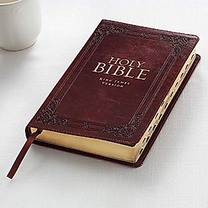 KJV Holy Bible, Standard Size Faux Leather Red Letter Edition Thumb Index & Ribbon Marker, King James Version, Saddle Tan