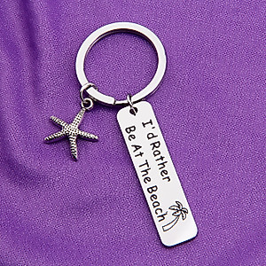 SEIRAA I'd Rather Be At The Beach Gift For Beach Lover Starfish Charm Jewelry Ocean Nautical Vacation Gif (I'd Rather Be At The Beach)