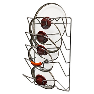 DecoBros Wall Door Mounted Pot Lid Rack, Chrome Finish