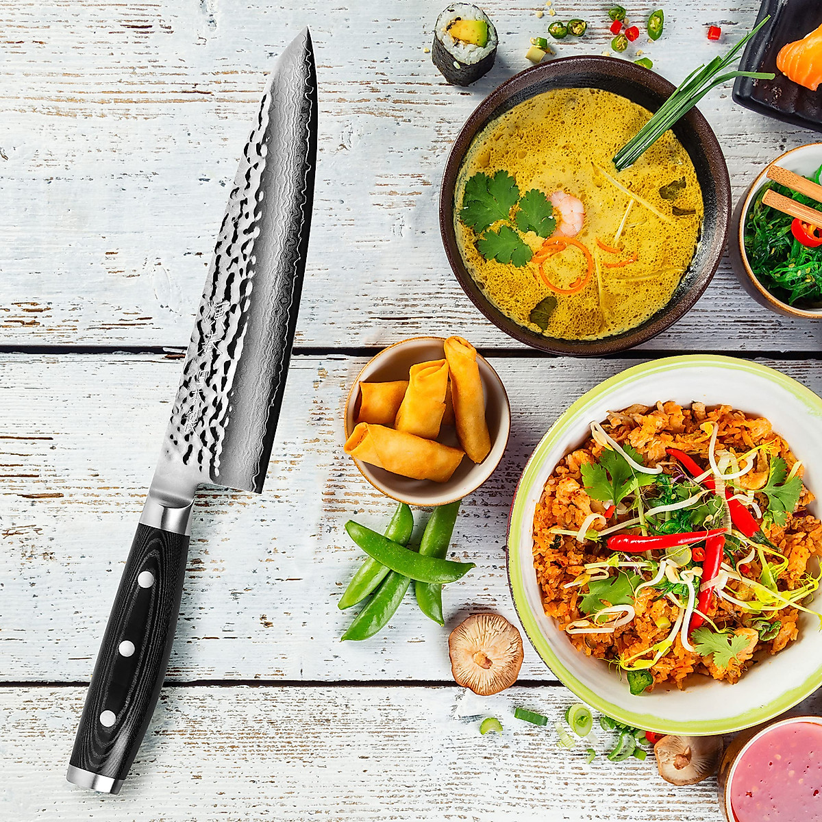 Enso Chef's Knife - Made in Japan - HD Series - VG10 Hammered Damascus Stainless Steel Gyuto - 8"