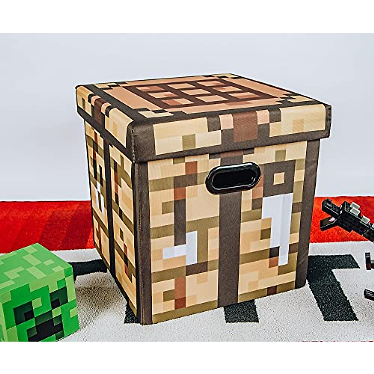 Minecraft Crafting Table Storage Bin Cube Organizer with Lid | 15 Inches