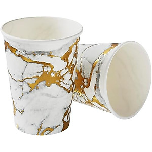 Silver Spoons Gold 9 Oz Marble Collection Disposable Coffee Cups - 18 Count