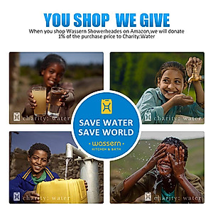 Handheld Shower Head, WASSERN High Pressure 6 Setting Rainfall Massage Water Saving Trickle Pause Extra Long 80'' Stainless Steel Hose Adjustable Bracket Brass Ball Joint 5.2'' Matte Black