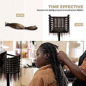 ORA SHOP – Braiding Hair Rack, Hair Extension Holder, Hair Braiding Tools, Hair Product Organizer, Wooden 3-Sided Rack Stand with Large Capacity (210 pegs)