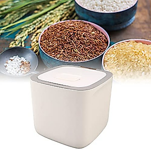 Haofy Rice Container, 22.0lb Capacity Cereal Container One Button Open Thickened Sealed with Measuring Cup Lid for Kitchen for Flour for Mung Bean for Rice for Barley (Light Gray)