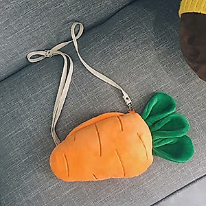 GK-O Lolita Girl Cute Carrot Pattern Plush Shoulder Bag Crossbody Bag Kawaii Handbag Wallet Purse