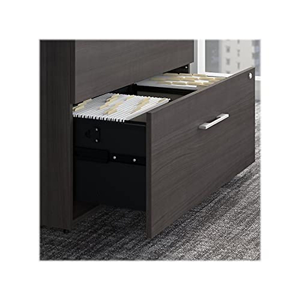 Bush Business Furniture Office 500 Executive Desk with Drawers, Lateral File Cabinets and Hutch, 72W, Storm Gray