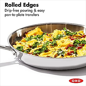 OXO Good Grips Pro Tri Ply Stainless Steel Dishwasher Safe Nonstick Frying Pan, 8"