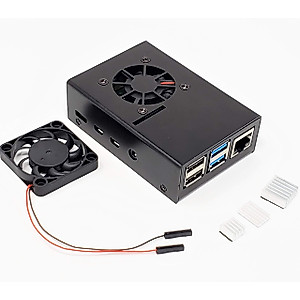 MICRO CONNECTORS, Inc. Aluminum Raspberry Pi 4 Model B Case with Fan, Black (RAS-PCS14-BK)