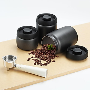 MFBJXC 2-Pack 16oz Vacuum Coffee Canister, 304 Stainless Steel Airtight Food Storage Container, Coffee Bean Storage for Coffee Beans Grounds Tea(Black 2L)