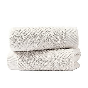 sense gnosis Super Soft White Hand Towels Terry Striped Weave Pattern Ultra Absorbent 100% Cotton Towel for Bathroom(13 X 29 Inch), 2 Pieces