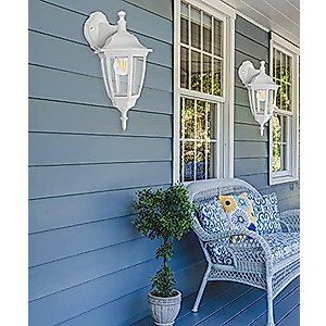 FUDESY Outdoor Wall Lantern, Exterior Waterproof Wall Sconce Light Fixture, White Front Porch Light Wall Mount for Garage, Patio, Yard, FDS2542EW (Bulb Included)