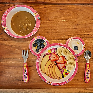The First Years Disney Minnie Mouse Dinnerware Set - Easter Basket Stuffers - Toddler Plates and Toddler Utensils- 4 Count