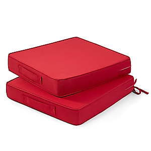 mudilun 16x16x3inch Outdoor Chair Cushions Double Piping with Carrying Handle Patio Furniture Cushions Outdoor with Zipper Waterproof Seat Cushions Set of 2 Durable Garden Sofa Couch Chair Pads