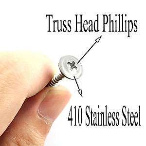 25 Pack Self-Drilling Dovetail Screws 410 Stainless Steel #8 1 Inch Truss Head Phillips Drive Drill Point Tek Screws