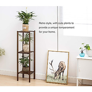 COPREE Bamboo Utility 3 Tier Plant Stand Rack Multiple Flower Pot Holder Shelf Indoor Outdoor Planter Display shelving unit for Patio Garden