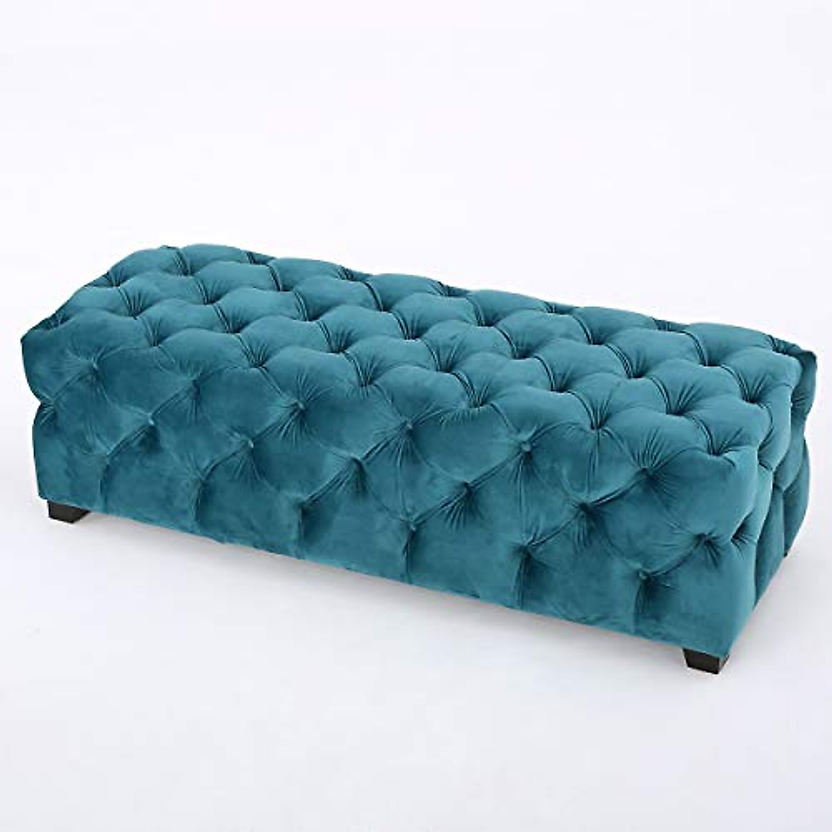Christopher Knight Home Piper Velvet Ottoman, Dark Teal, Rectangle