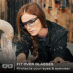 NoCry Safety Glasses Over Eyeglasses with Anti Scratch Wraparound Lenses, UV400 Protective Eyewear, ANSI Z87 & OSHA Approved Safety Goggles Over Glasses in the Lab or Shooting Glasses Over Eyeglasses