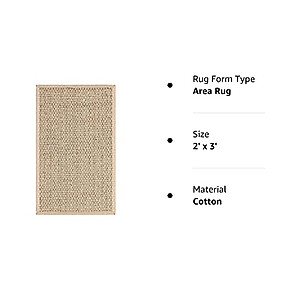 SAFAVIEH Natural Fiber Collection 2' x 3' Beige NF114A Border Basketweave Seagrass Accent Rug