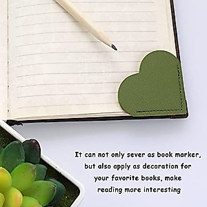 TIESOME 6Pcs Leather Heart Bookmark, Cute Bookmarks Heart Page Corner Handmade Book Marks Leather Reading Accessories for Women Kids Reading Lovers