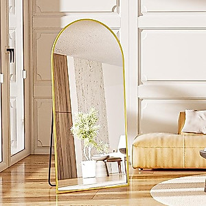 VooBang Oversized Full Length Mirror, 71" x 30" Arch Floor Mirror with Stand, Aluminum Alloy Frame Full Body Mirror for Bedroom Bathroom Living Room Decor, Gold