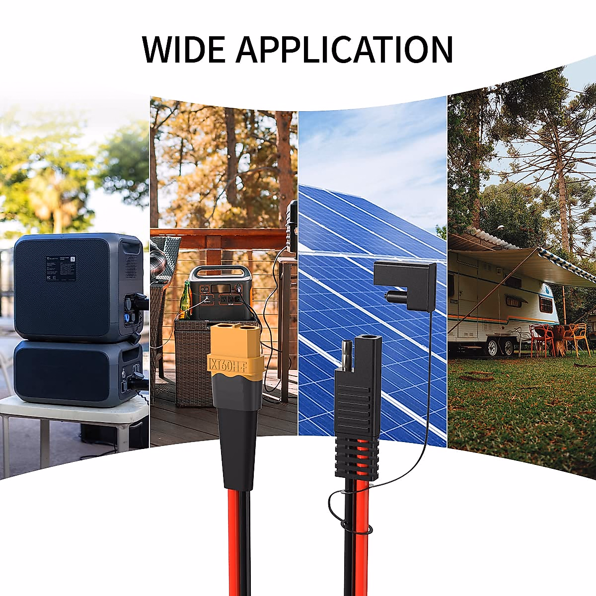 ELFCULB 12AWG XT60 to SAE Connector Extension Cable with SAE Polarity Reverse Adapter for Portable Power Station Solar Panel Solar Generator(6FT)