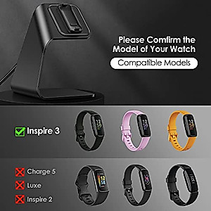 NANW Charger Dock Compatible with Fitbit Inspire 3, Charger Stand Charging Cable Station Base Cradle with 4.5ft USB Cord Replacement Accessories for Inspire 3 Smartwatch, Black