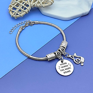 DlaeKua Music Lover Gifts for Teen Girls Bracelet Music Themed Gifts Music Teacher Gifts for Women Marching Band Gift Musician Inspirational Gifts for Daughter Christmas Birthday Gifts for Friends