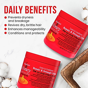 Biocare StrongEnds Moisturizing Leave-In Conditioner & Detangler Cream, Miracle Repair for All Hair Types & Hair Styles - Prevents Split Ends & Breakage, Infused with Honey & Shea Butter, 16 oz.