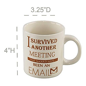 Home-X Mug Warmer, Desktop Heated Coffee & Tea - Candle & Wax Warmer (Black) and I Survived Another Meeting Coffee Mug 6.57 x 6.18 x 5.67”