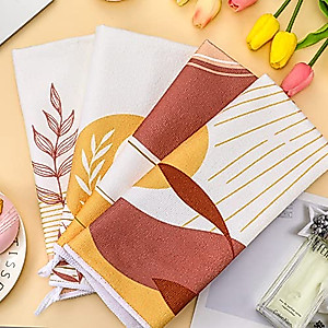 Frienda 4 Pieces Leaves Kitchen Towels 16 x 24 Inch Dish Towels Bathroom Hand Towels Set Absorbent Hand Drying Cloth Hand Towels for Kitchen Bathroom (Casual Style)