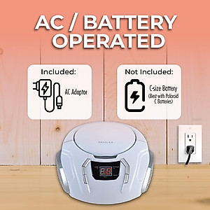 Proscan Elite Portable CD Boombox with AM/FM Radio - White