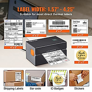 VEVOR HD(300DPI) Thermal Label Printer, Shipping Label Printer w/Auto Label Recognition, Support Windows/MacOS/Linux/Chromebook, Compatible w/Amazon, Ebay, Shopify, USPS, Etsy, UPS, etc.