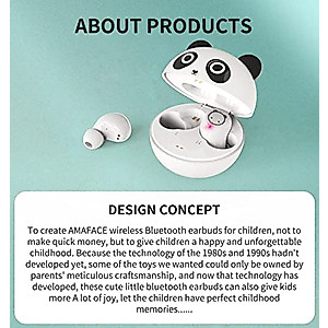 AMAFACE Panda Kids Earbuds Cute Wireless Earbuds and in-Ear Headphones Gifts for School Girls and Boys - Great for Kids who Listen to Songs, Study, Exercise and Love Animals,Headphone case White…