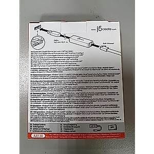 j5create USB 3.0 to RJ45 Gigabit Ethernet Adapter, 10/100/1000 Ethernet LAN Network Adapter for Mac, Windows 11/10/8.1/7, Chrome OS, Desktop, Laptop (JUE130)