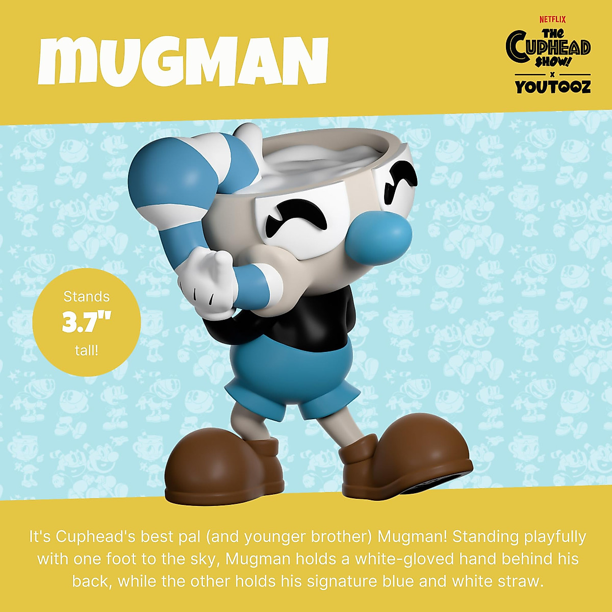 Youtooz Mugman Vinyl Figure 3.7" Inch, Mugman Action Figure, Cuphead and Mugman Vinyl Toys Cuphead Collection Based on Cuphead Games
