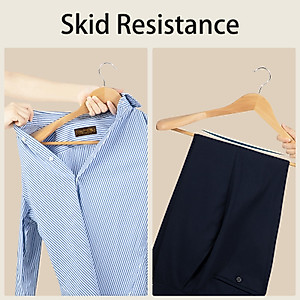 ELONG HOME Suit Hangers, 6 Pack Heavy Duty Wooden Hangers with Extra Wide Shoulder, 17.5″ Luxury Coat Hangers for Closet, Natural Hangers with 360° Swivel Hook & Strong Pant Bar