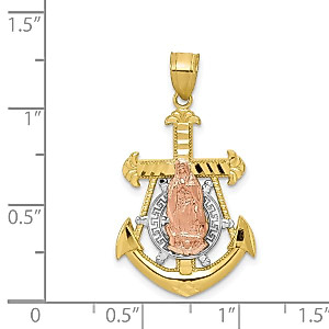 IceCarats 10K Two Tone Gold Anchor Mariner Blessed Mother Necklace Nautical Charm Pendant Only
