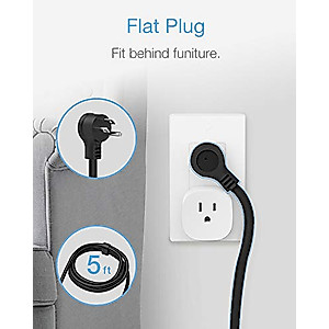 Power Strip with 3 USB 3 Outlet, Desktop Charging Station 5 ft Flat Plug Extension Cord, Small and Portable for Cruise Ship, Office, School, Black