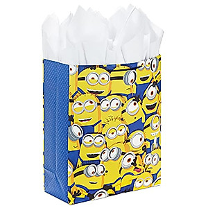Hallmark 15" Extra Large Gift Bag with Tissue Paper (Minions) for Kids, Birthdays, Christmas