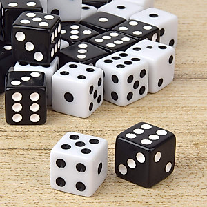 Hotusi Standard Game Dice Acrylic Material 16mm (50Pack White + 50Pack Black)