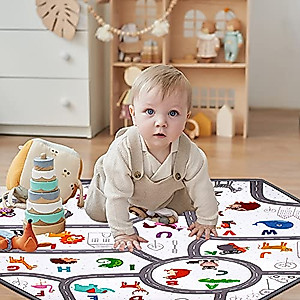 Hexagon Playpen Mat Compatible with Regalo and California Beach Co Playground, Thickened(0.6in) Non Slip Baby Play Mat ABC Super Soft Skin Friendly Baby Floor Crawling Mat(52 * 45in)
